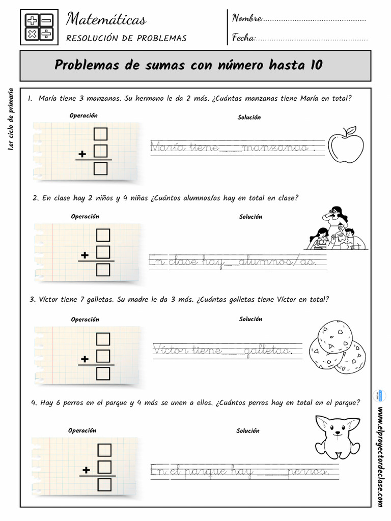 Problemas de Sumas 1o de Primaria | PDF