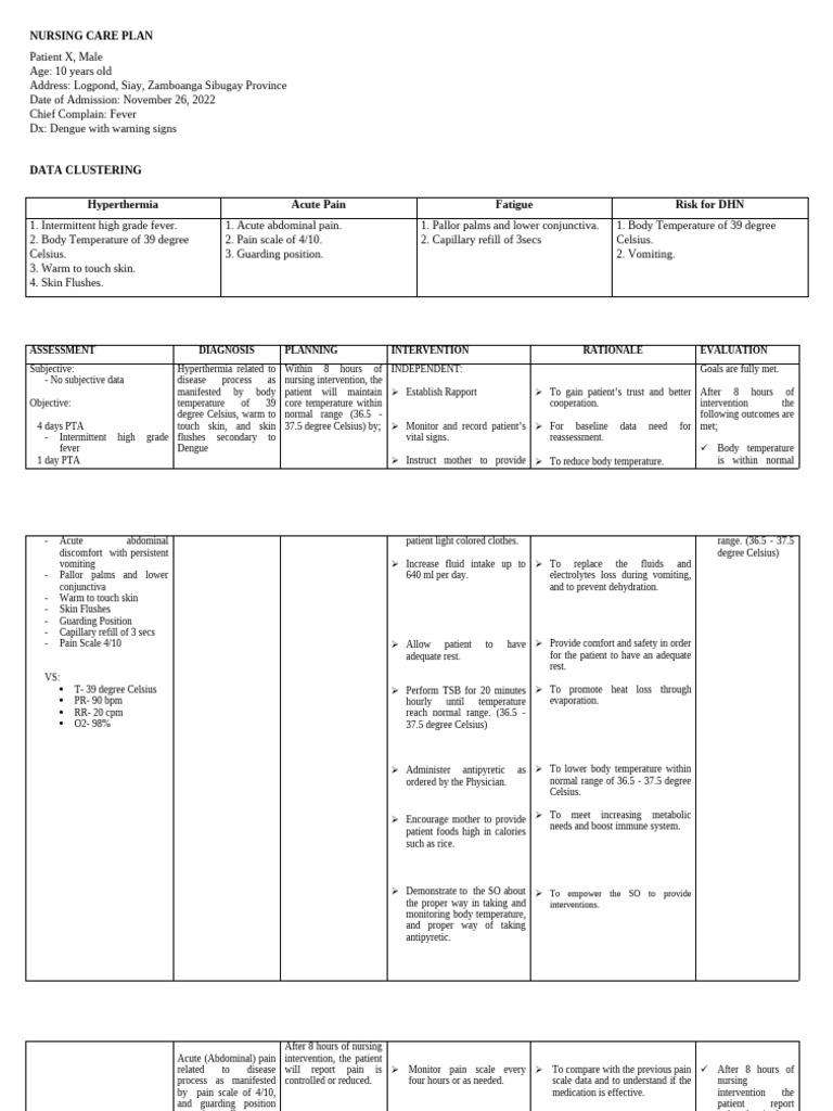 Dengue-NCP | PDF | Dehydration | Pain