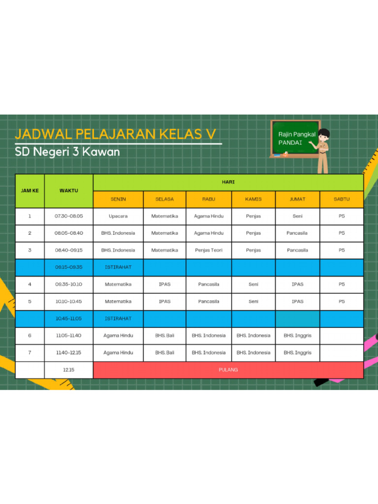Jadwal Kelas 5 | PDF