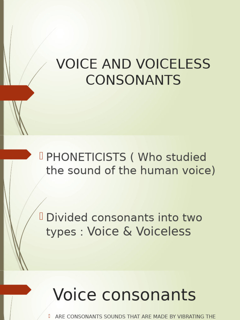 Voice and Voiceless Consonants | PDF | Human Voice | Consonant