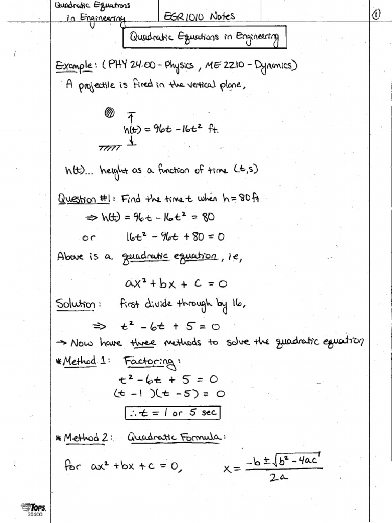2 Quadratic Equations in Engineering 1 (1) | PDF