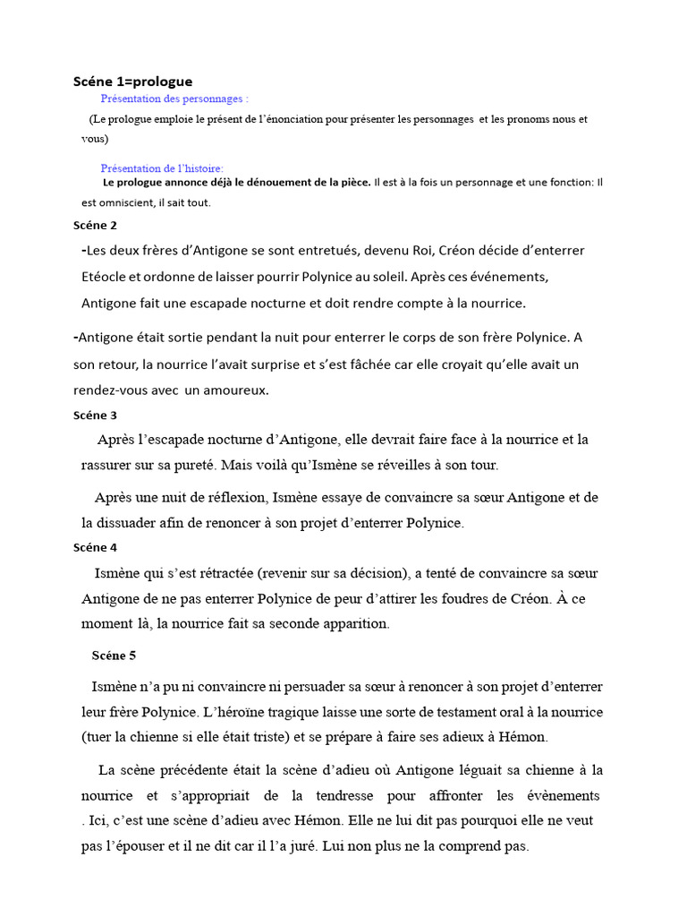 Résumé de la scène 1 d'Antigone | PDF