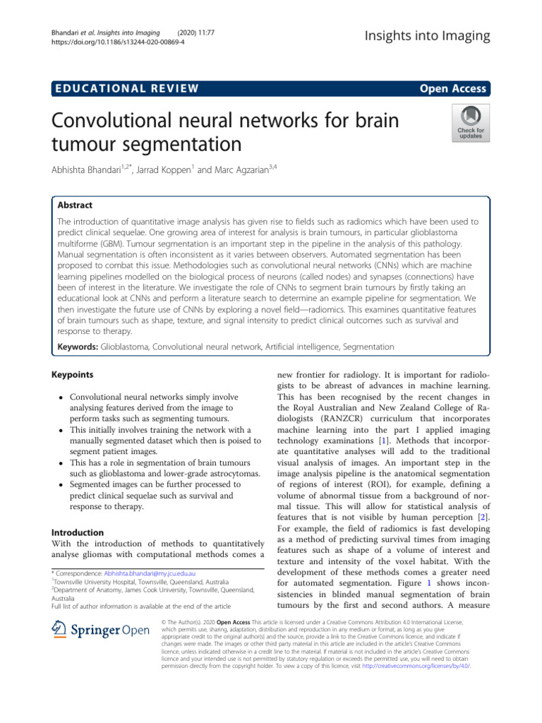 Convolutional Neural Networks For Brain Tumour Seg | PDF | Image Segmentation