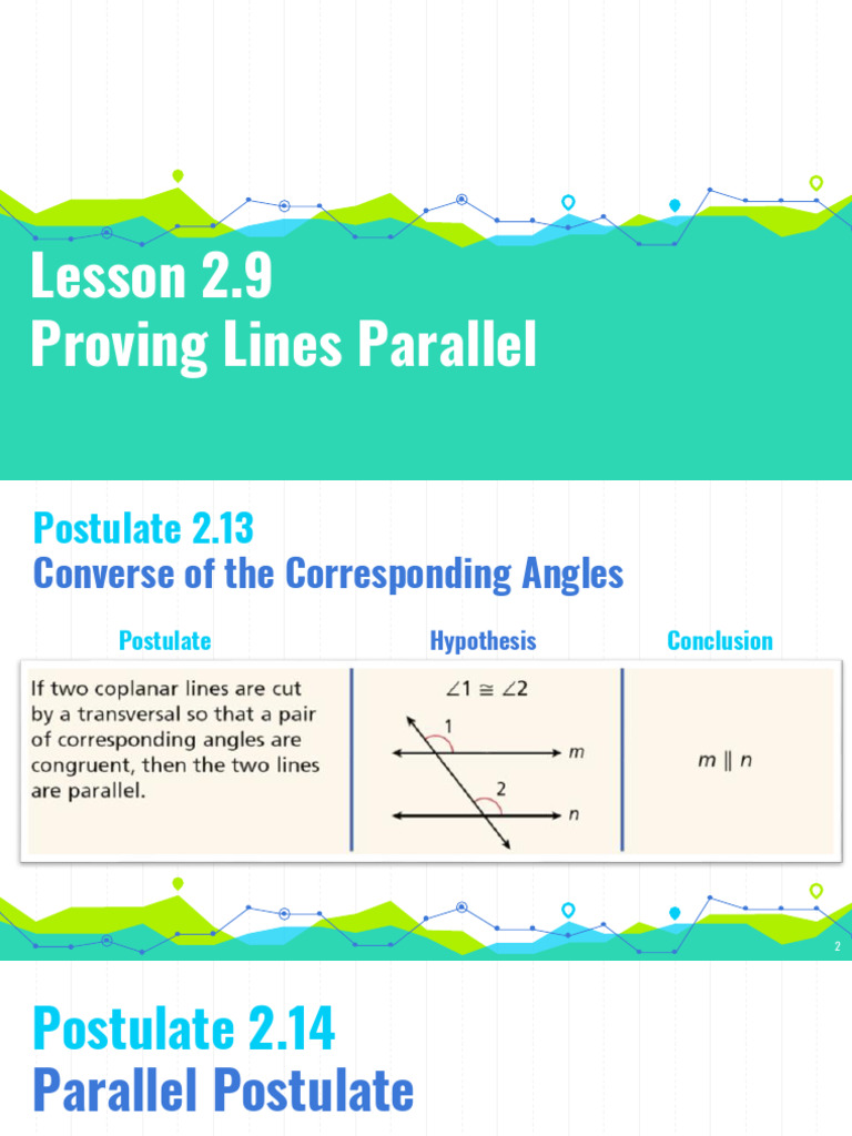 Proving Lines Parallel: Key Theorems & Examples | PDF | Euclidean ...
