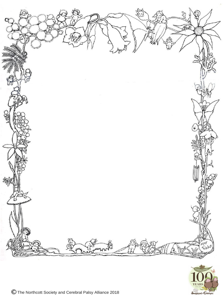 May Gibbs Colouring Page Gumnut Babies Frame | PDF