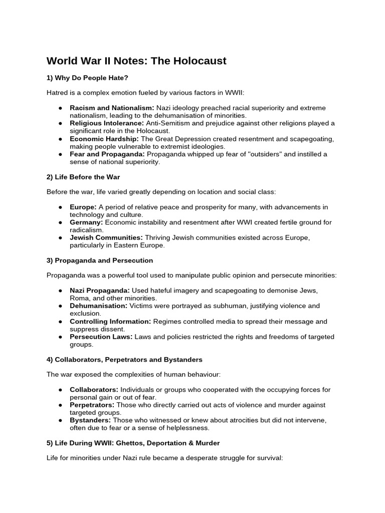 World War II Notes_ The Holocaust | PDF | The Holocaust | Extermination ...