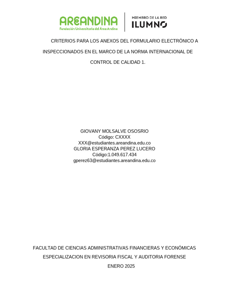 Estructura Entrega Eje 1 Sem II | PDF | Auditoría | Calidad (comercial)