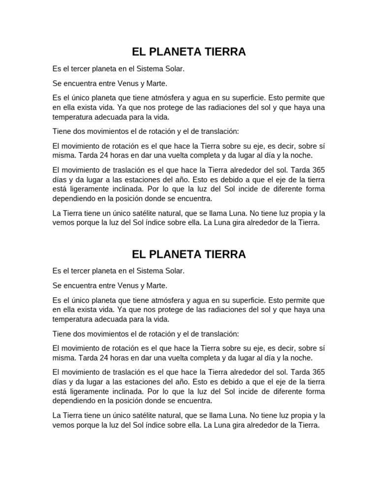 Características del Planeta Tierra | PDF