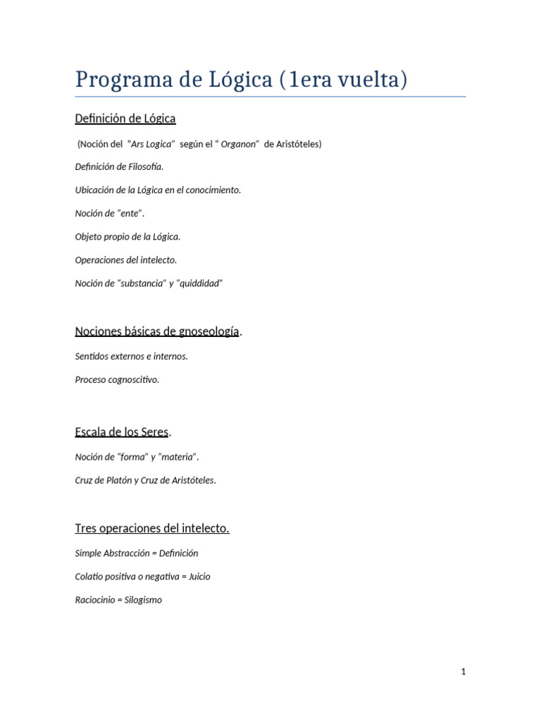 Programa de Lógica (1era vuelta) | PDF