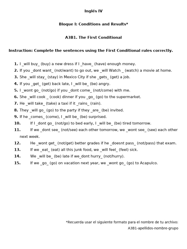 First Conditional Practice Guide | PDF