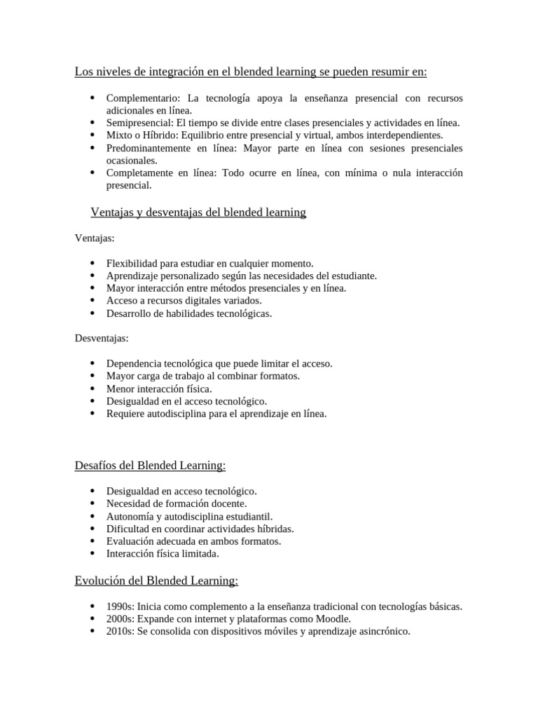 Niveles y Desafíos del Blended Learning | PDF