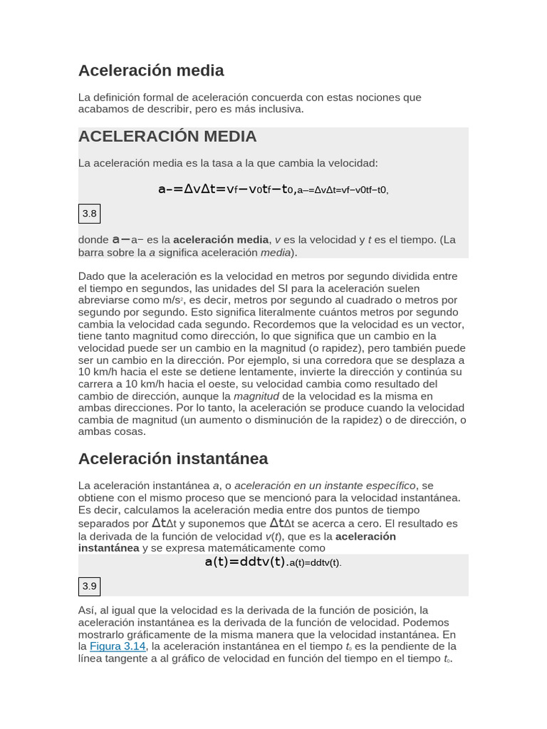 Aceleración Media e Instantánea Explicada | PDF | Aceleración | Velocidad
