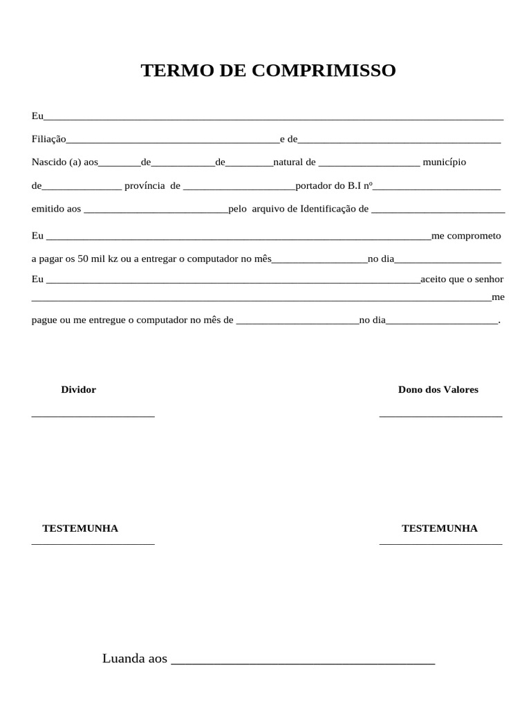 Termo de Comprimiso | PDF