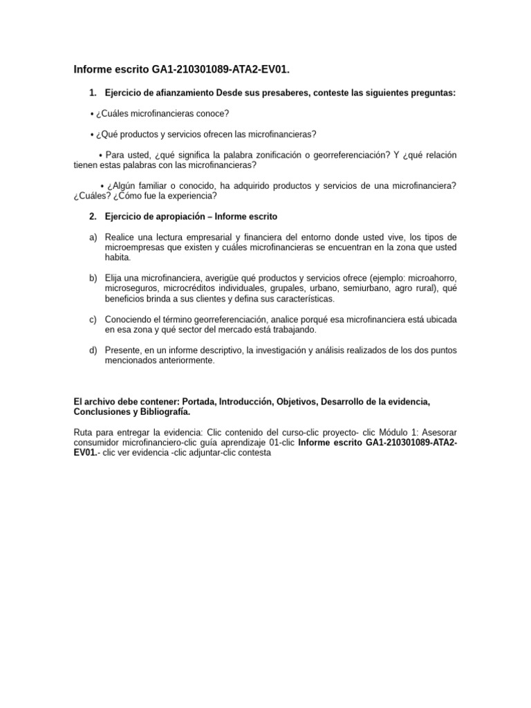 Informe Escrito GA1-210301089-ATA2-EV01. | PDF