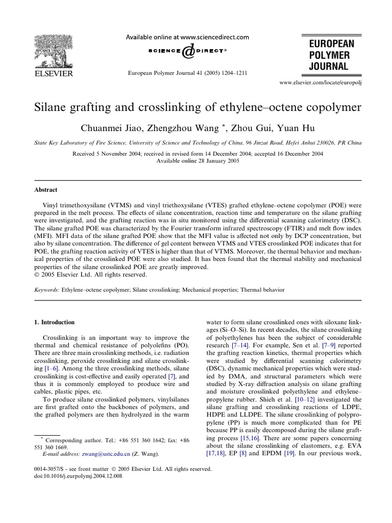 Jiao 등 - 2005 - Silane Grafting and Crosslinking of Ethylene–Octene ...