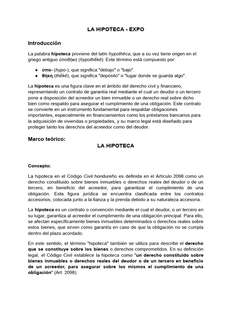 La Hipoteca - Expo | PDF | Ley de hipotecas | Pagos
