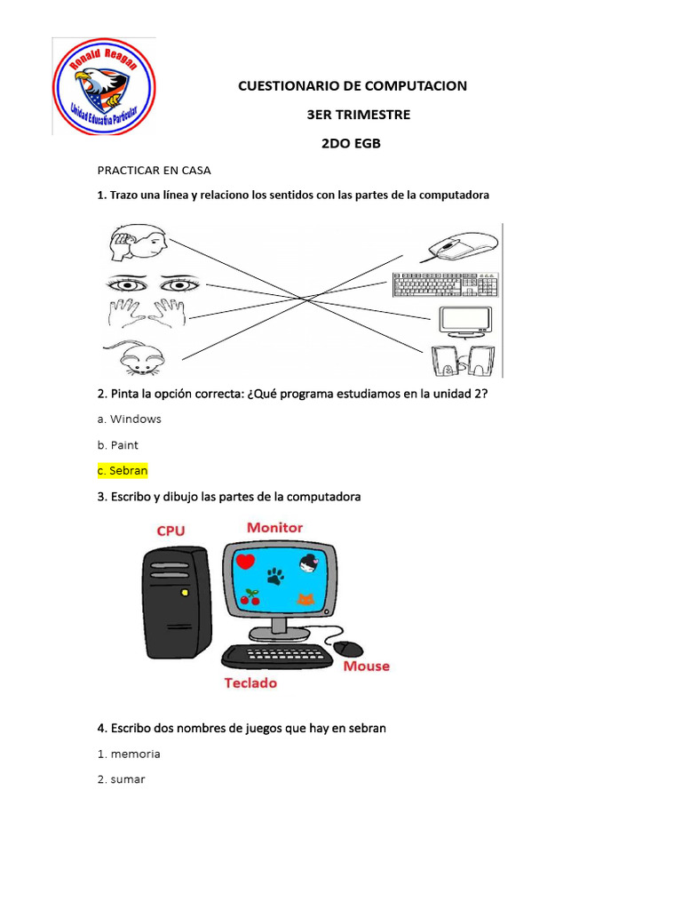 Cuestionario Computación 2do EGB | PDF