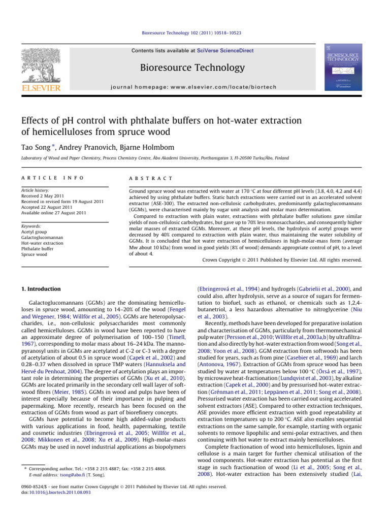 Effects of PH Control With Phthalate Buffers On Hot-Water Extraction of ...
