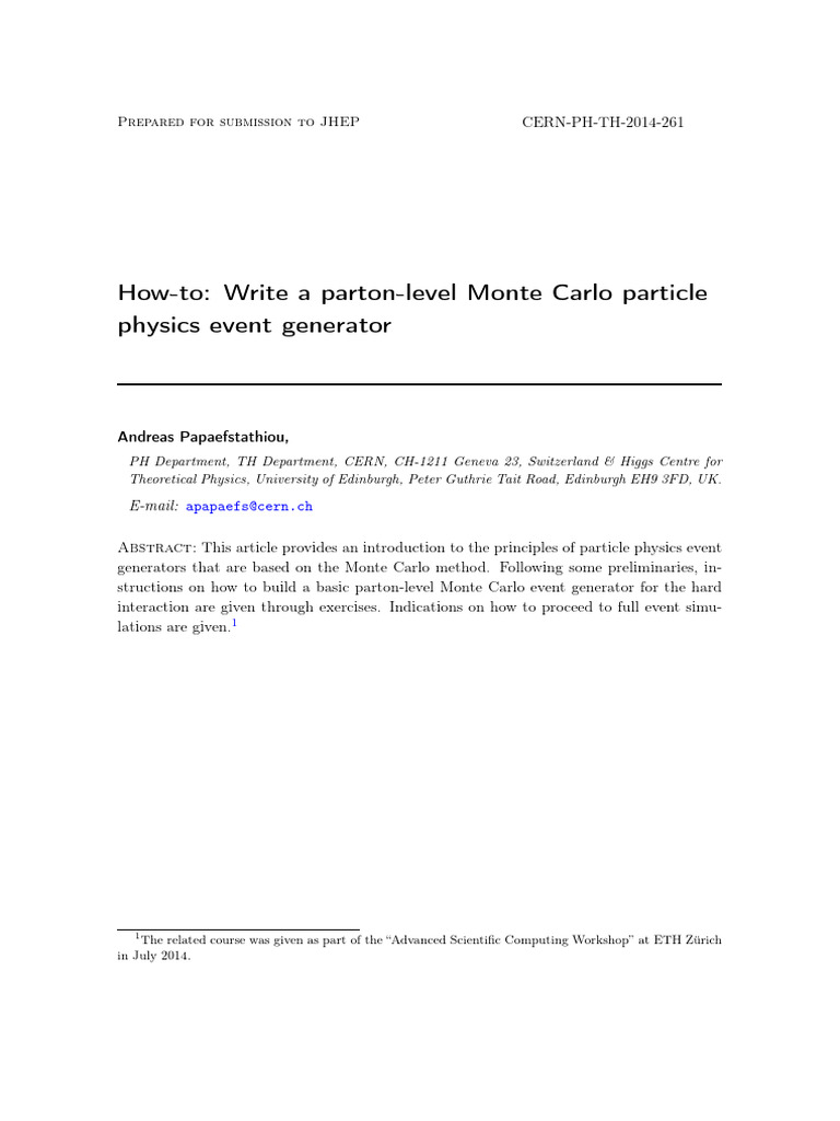 How-To: Write A Parton-Level Monte Carlo Particle Physics Event ...