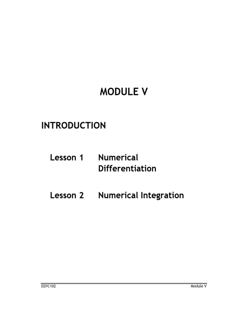 EEPC102 Module 5 Lesson 1 | PDF | Integral | Derivative