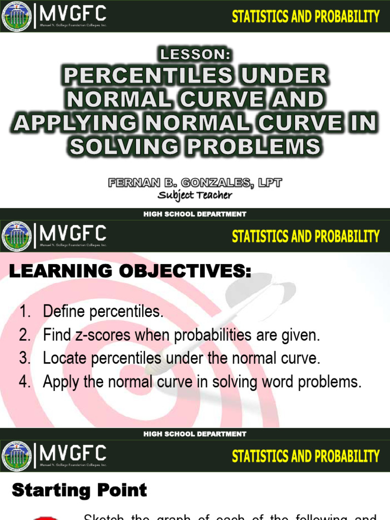 L8 L9 Percentiles Under The Normal Curve 1 | PDF | Percentile | Normal ...