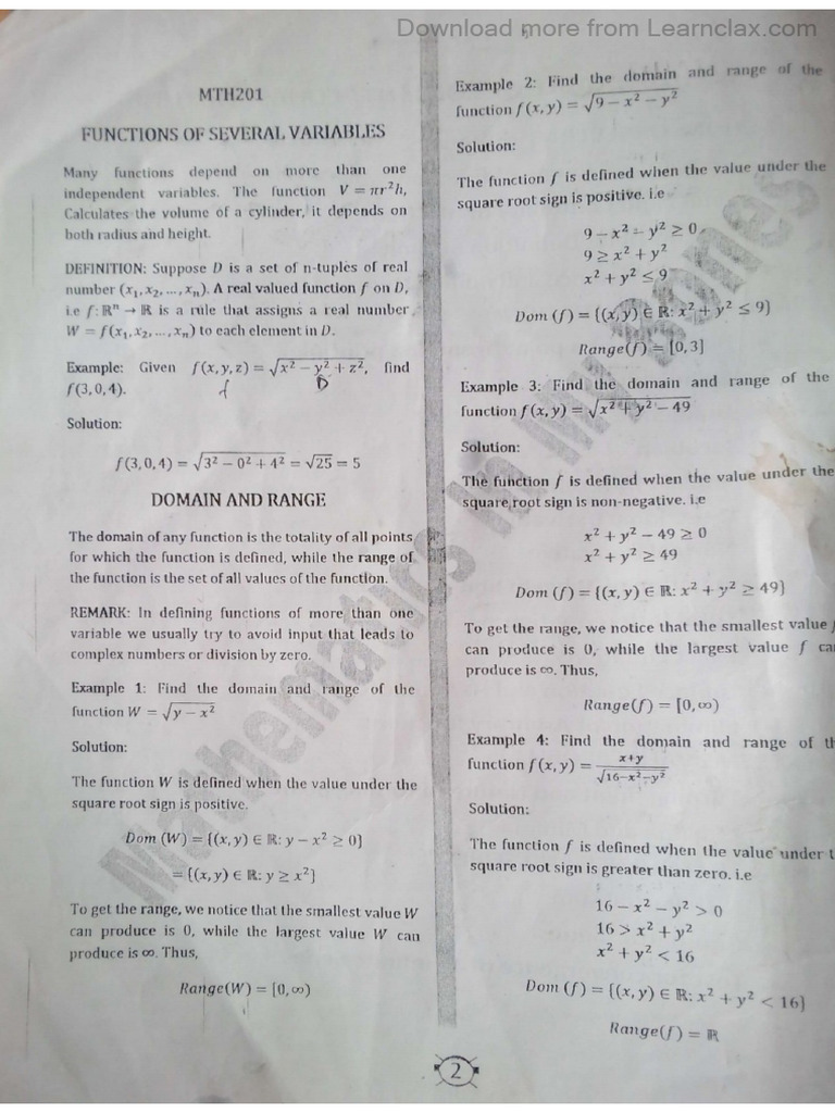 MTH201 Mathematical Methods 1 O'Kriso 2019 | PDF