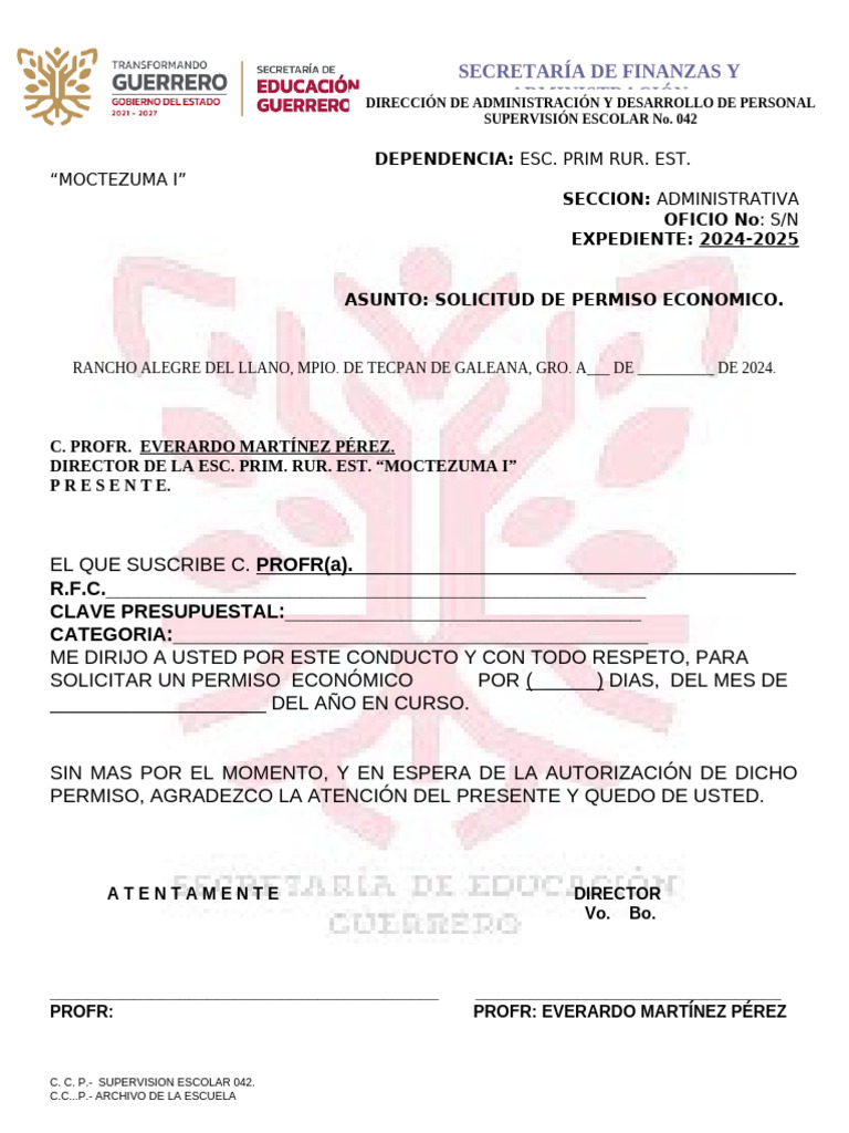 Solicitud de Permiso Económico 2024 | PDF