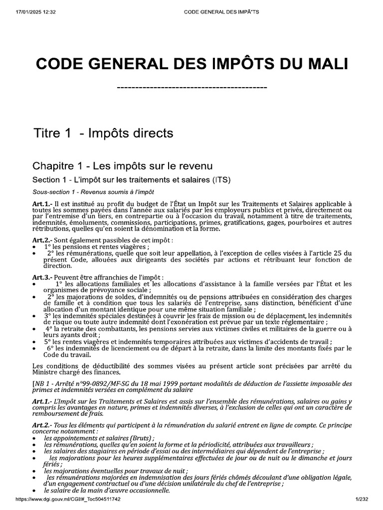 Code General Des Impots | PDF