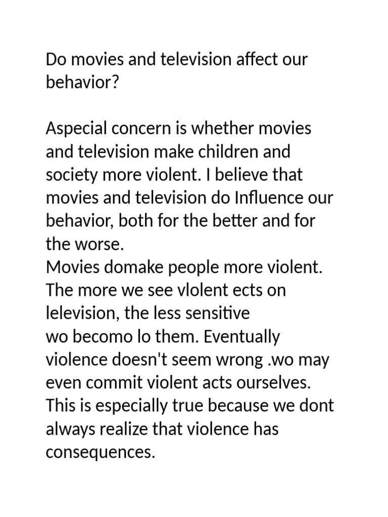 Television Affect Our Behavior | PDF