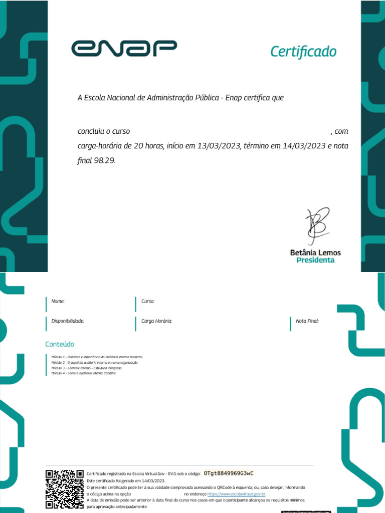 Valdezia Farrapo Lima - Certificado | PDF