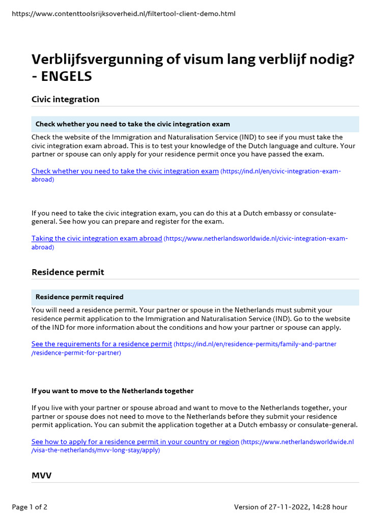 Verblijfsvergunning of Visum Lang Verblijf Nodig Engels | PDF | Travel ...