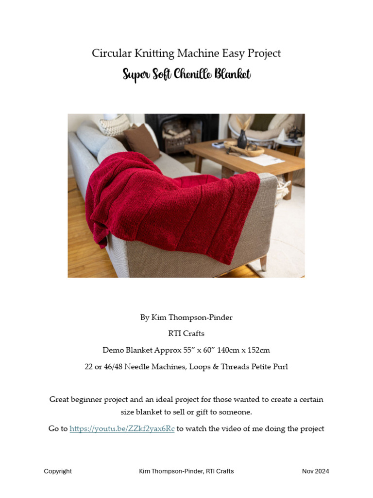 Super Soft Chenille Blanket Project Instructions | PDF | Knitting | Yarn