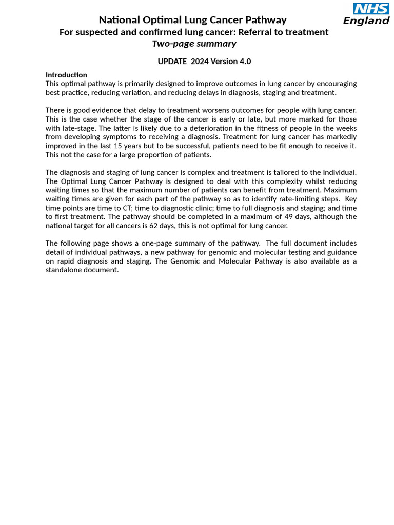 Optimal Lung Cancer Pathway | PDF | Cancer | Lung Cancer