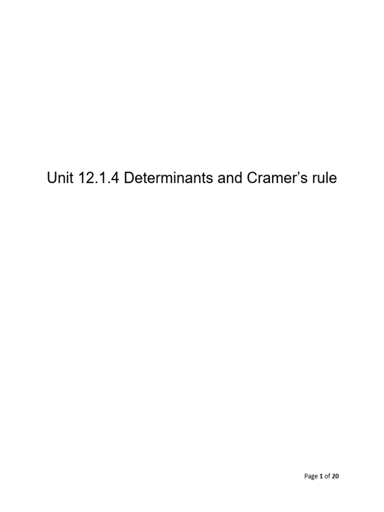 Determinants and Cramers Rule | PDF