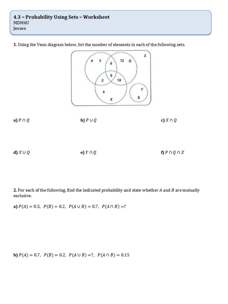 Probability using sets | PDF | Medical Specialties | Clinical Medicine