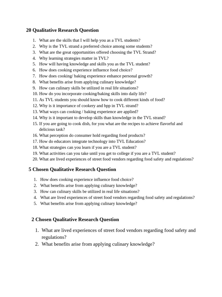 20 Qualitative Research Question | PDF