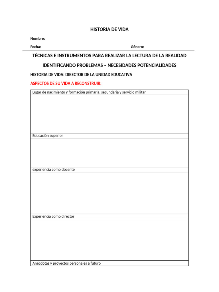 Historia de Vida Director | PDF