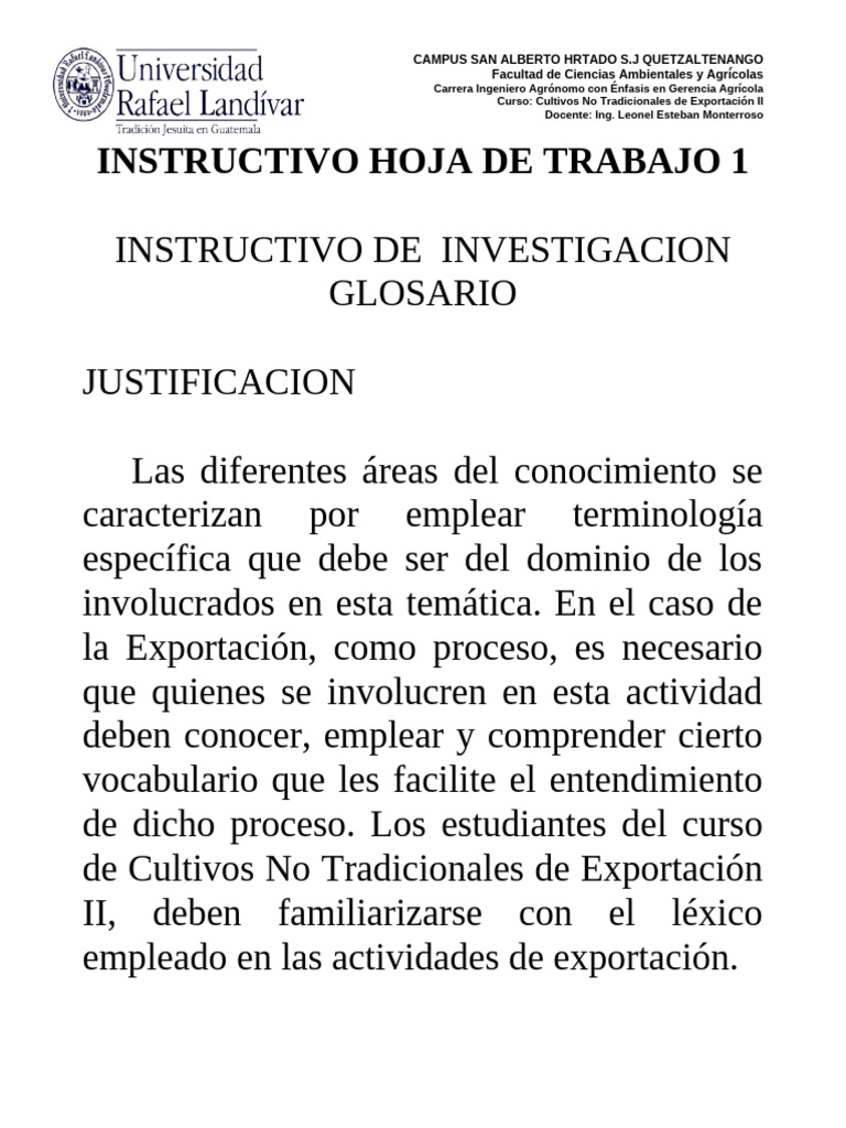 Instructivo Investigacion Glosario Cult de Exp Ii 2025 | PDF | Agronomía | Economias