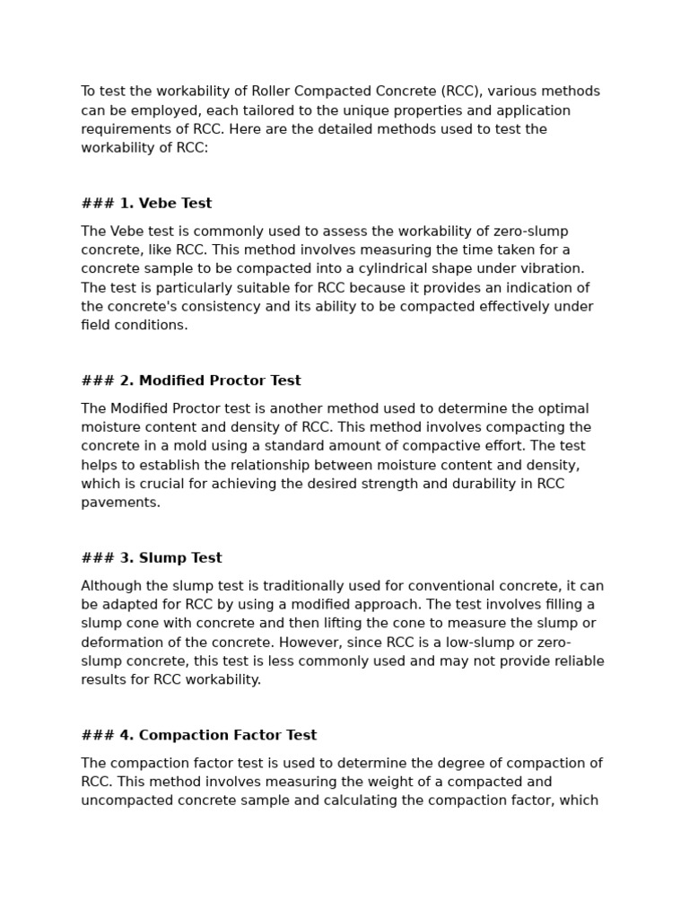 To Test The Workability of Roller Compacted Concrete | PDF | Concrete ...