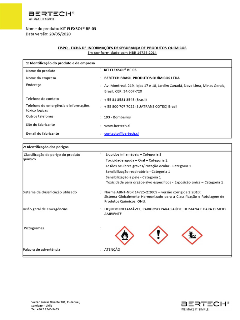 Fispq Kit Flexsol BF-03 - 20.05.2020 | PDF | Dióxido de carbono | Incêndios