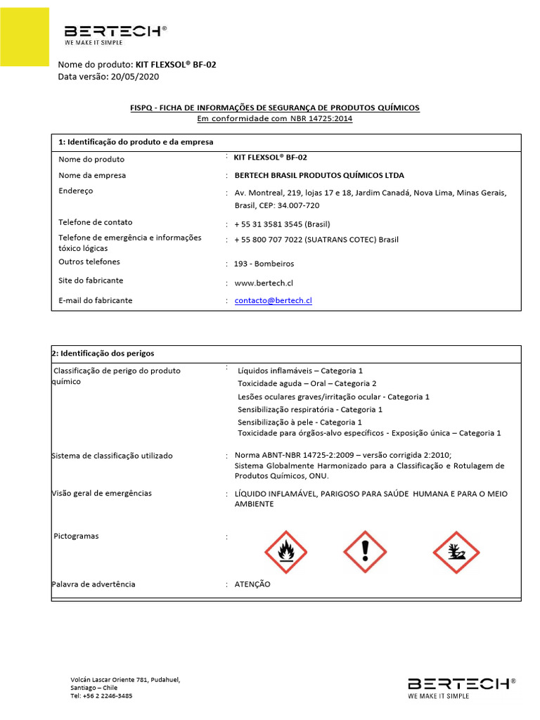 Fispq Kit Flexsol BF-02 - 20.05.2020 | PDF | Dióxido de carbono | Incêndios