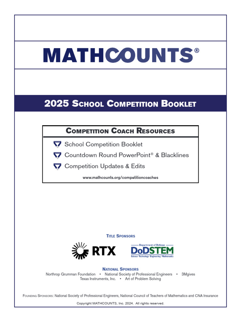 2025 School Comp Booklet - MathCounts | PDF