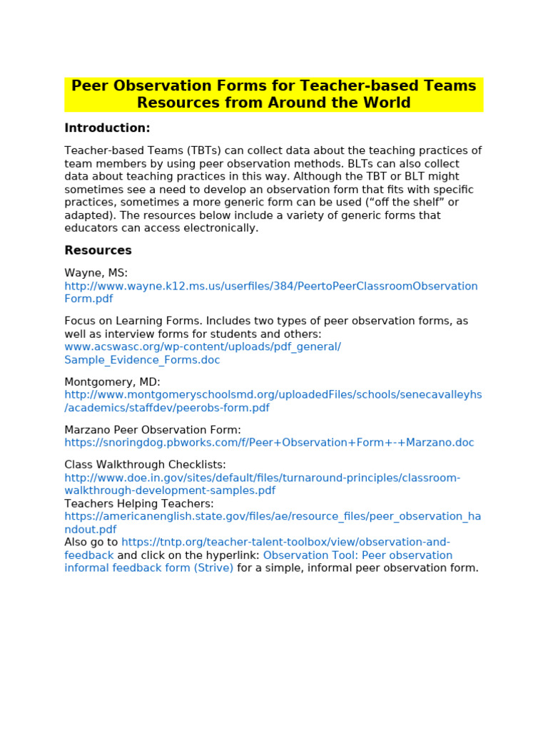 Peer-Observation-Forms-for-Teacher 2 | PDF
