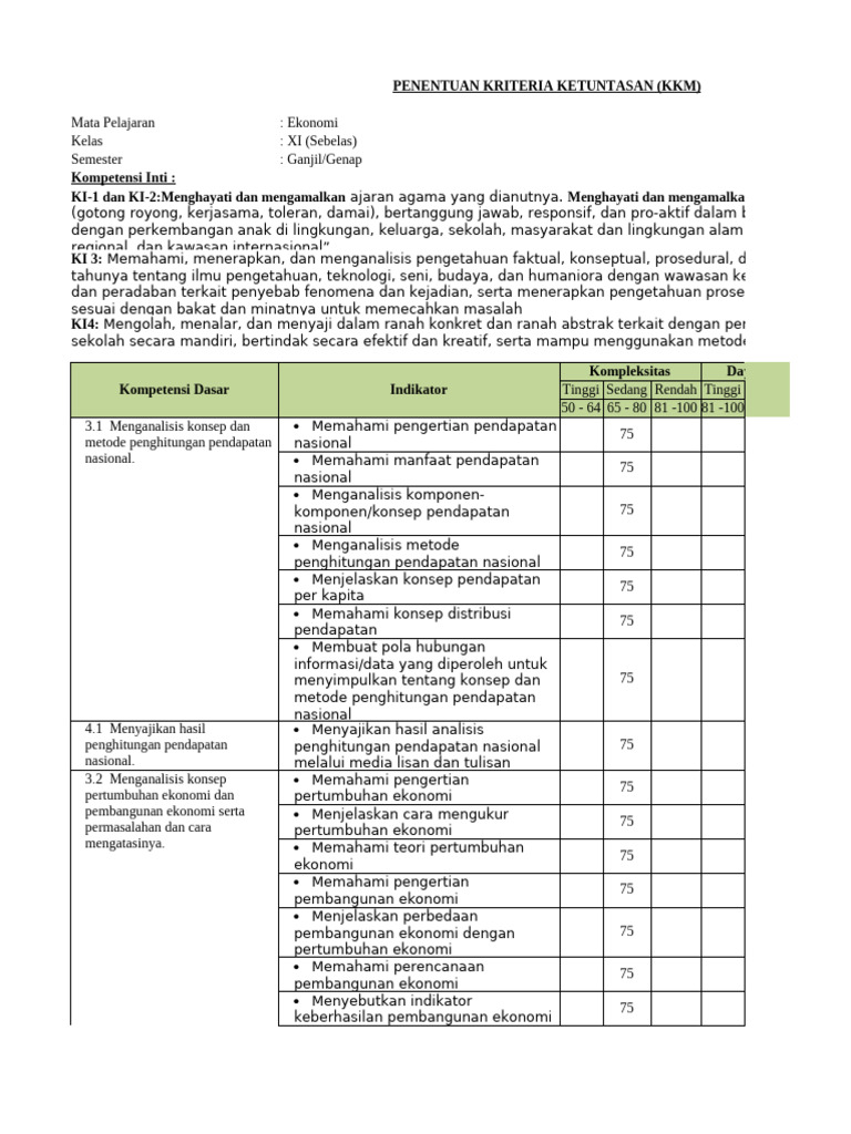 New Format KKM Excel | PDF
