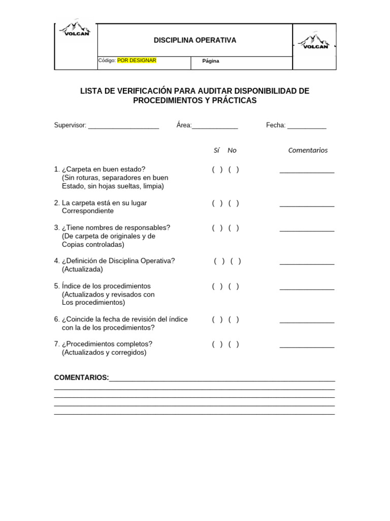 Lista de Verificación de Procedimientos Operativos | PDF
