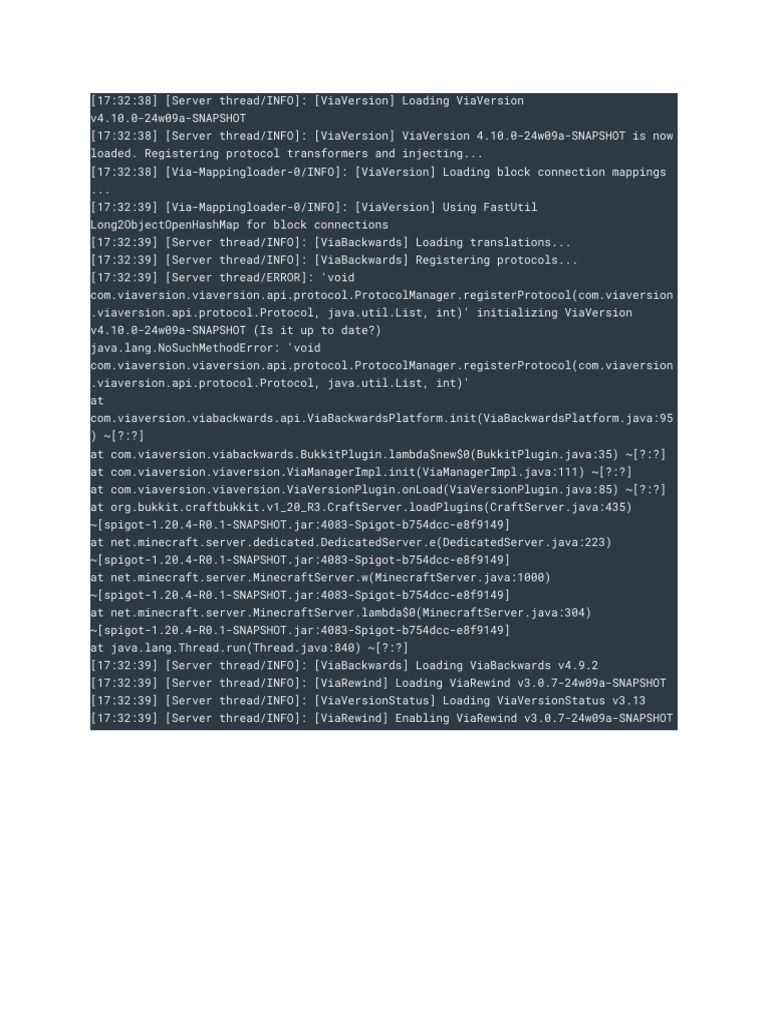 ViaVersion 4.10.0 Load Error Log | PDF