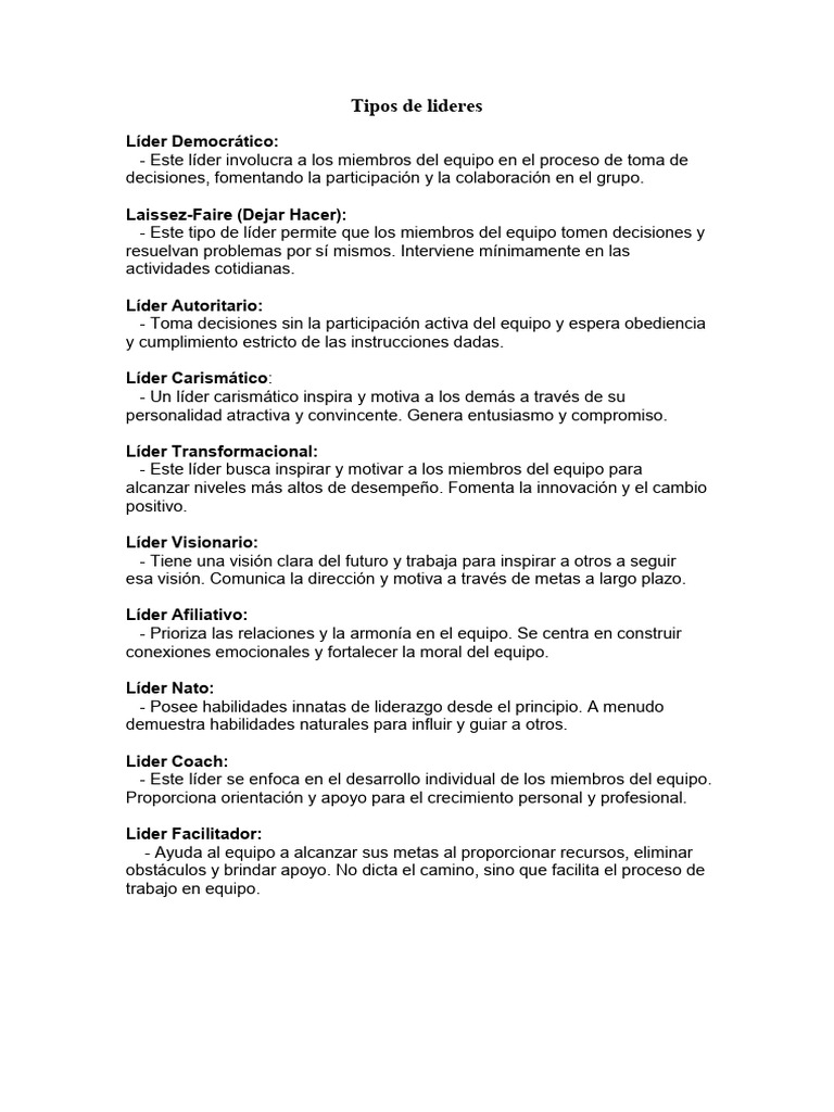 Tipos de lideres | PDF