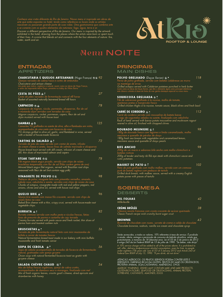 Hilton Atrio Cardapio Noite - v3 | PDF | Alimentos