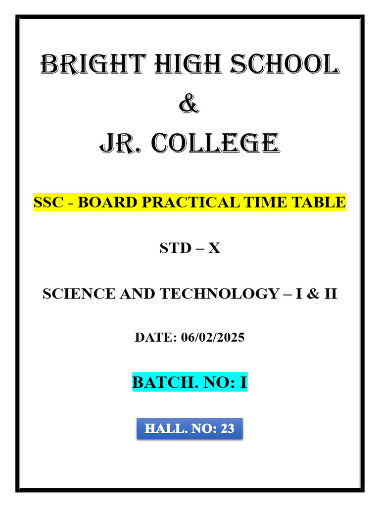 SSC Practical Exam Schedule | PDF