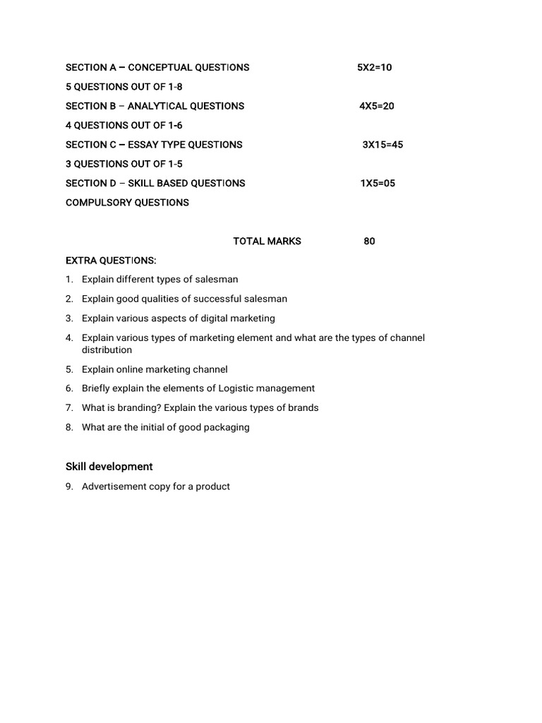 PM Question Paper Model Sep Syllabus | PDF